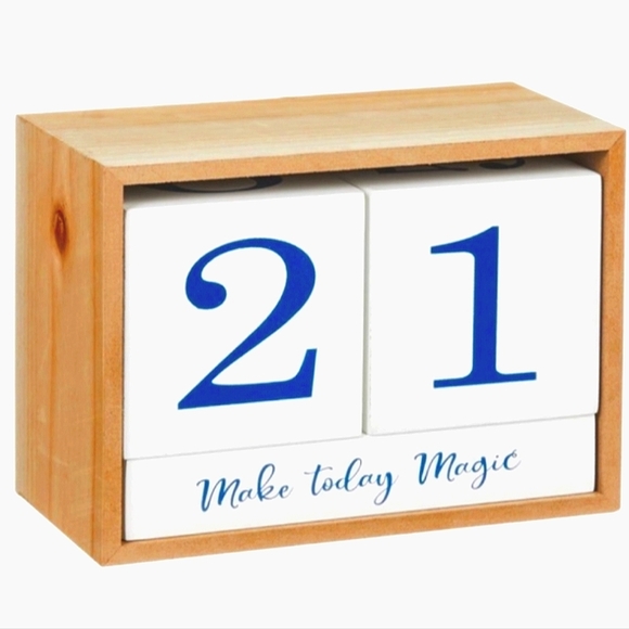 Office | Nwt Wooden Block Perpetual Calendar | Poshmark